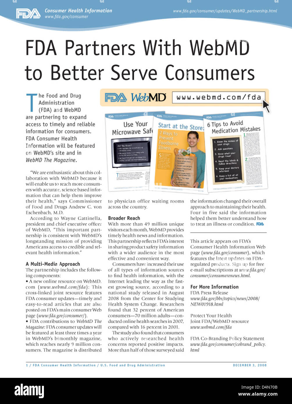 The FDA has partnered with WebMD to improve consumer health information ...