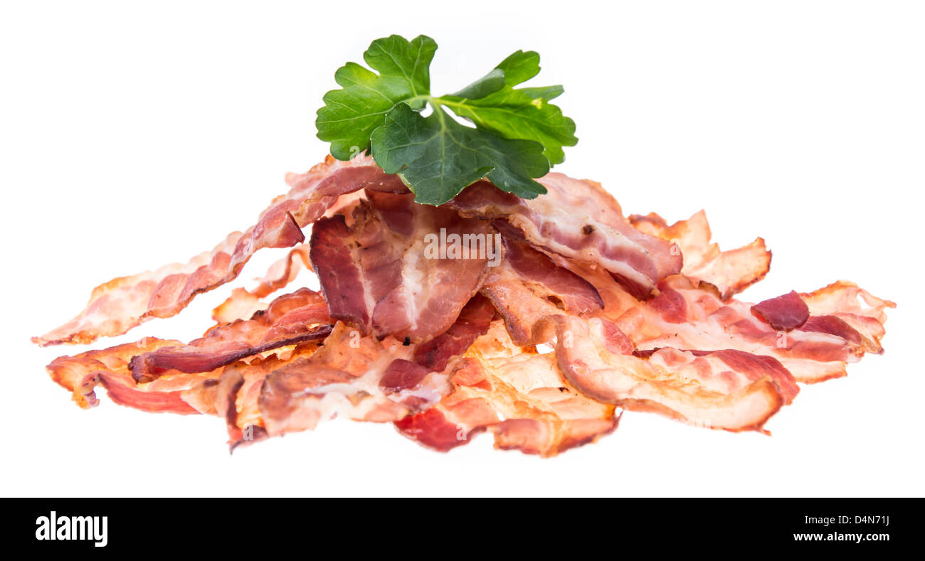 Bacon isolated on white background Stock Photo - Alamy