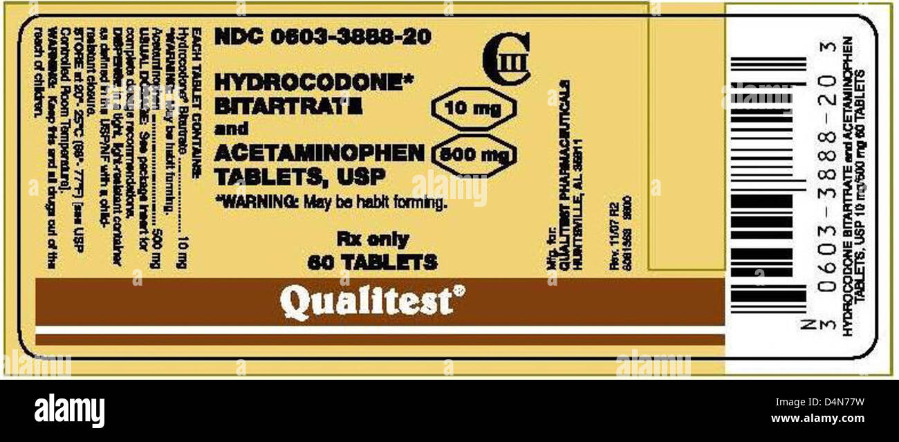 Qualitest Pharmaceuticals has recalled hydrocodone bitartrate and ...