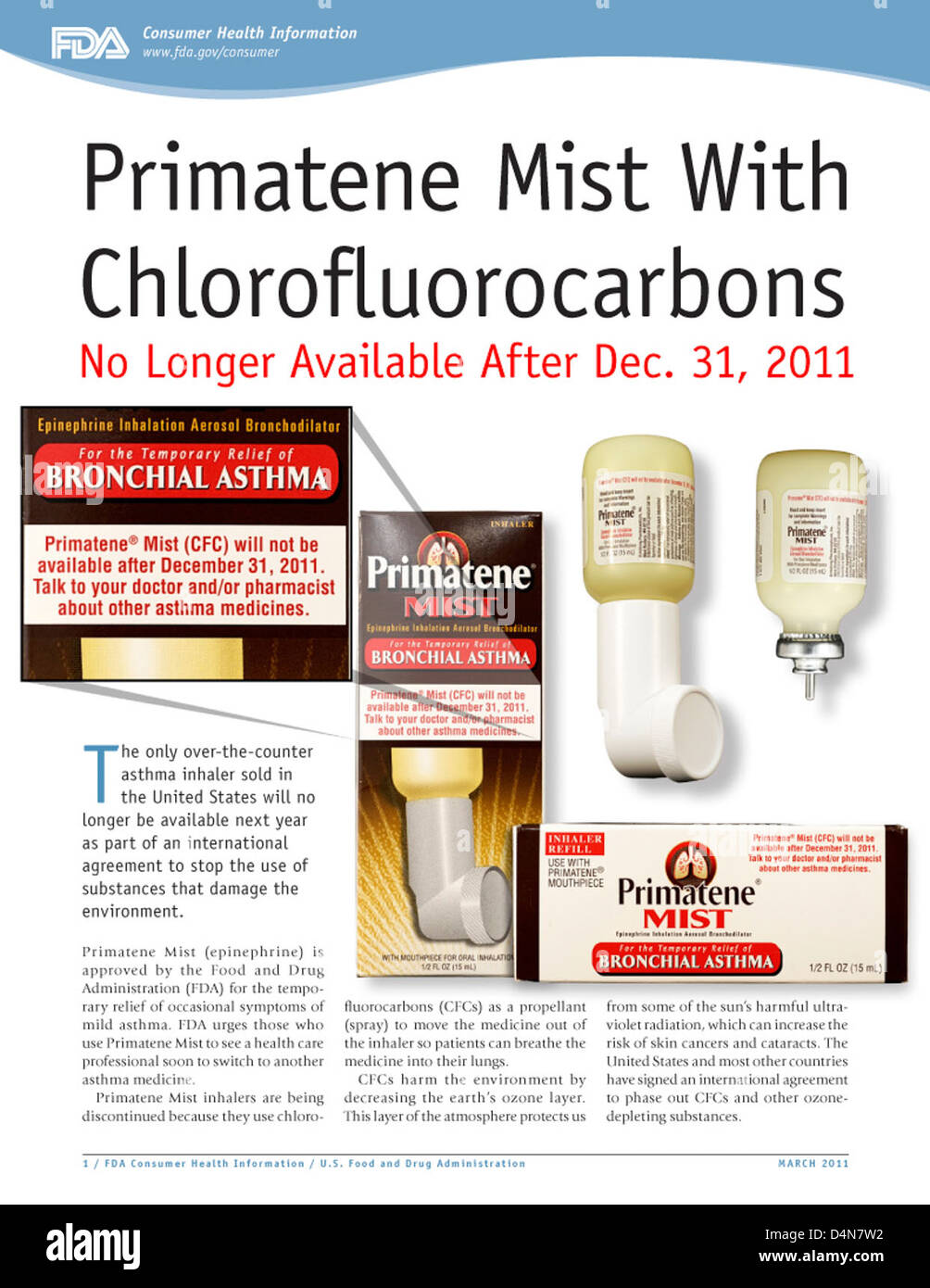 Primatene Mist, a popular asthma inhaler containing chlorofluorocarbons ...