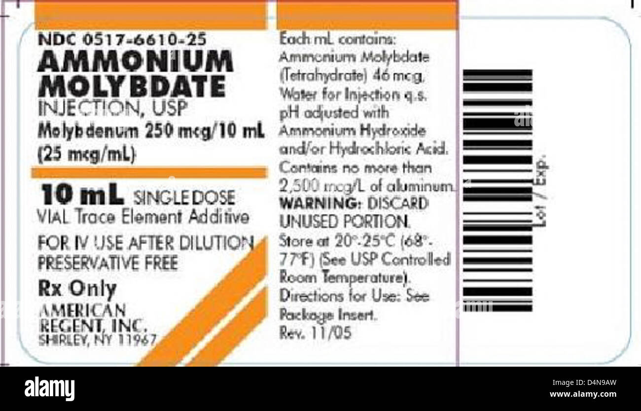 American Regent has recalled Ammonium Molybdate Injection, USP, due to ...