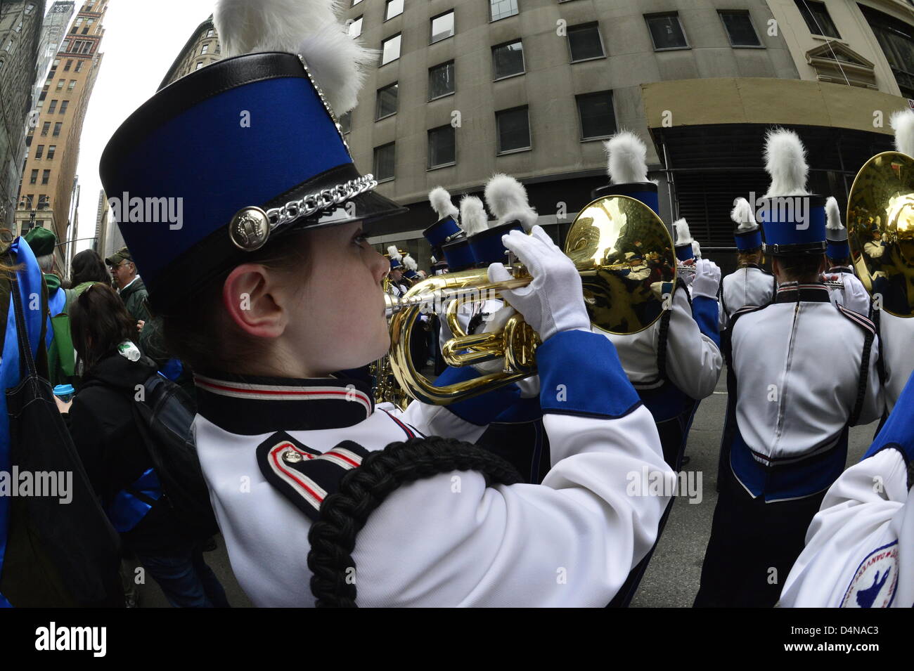 March 16, 2013 - New York, NY, U.S. - Danvers High School Band, MASS., gets ready to march in ...