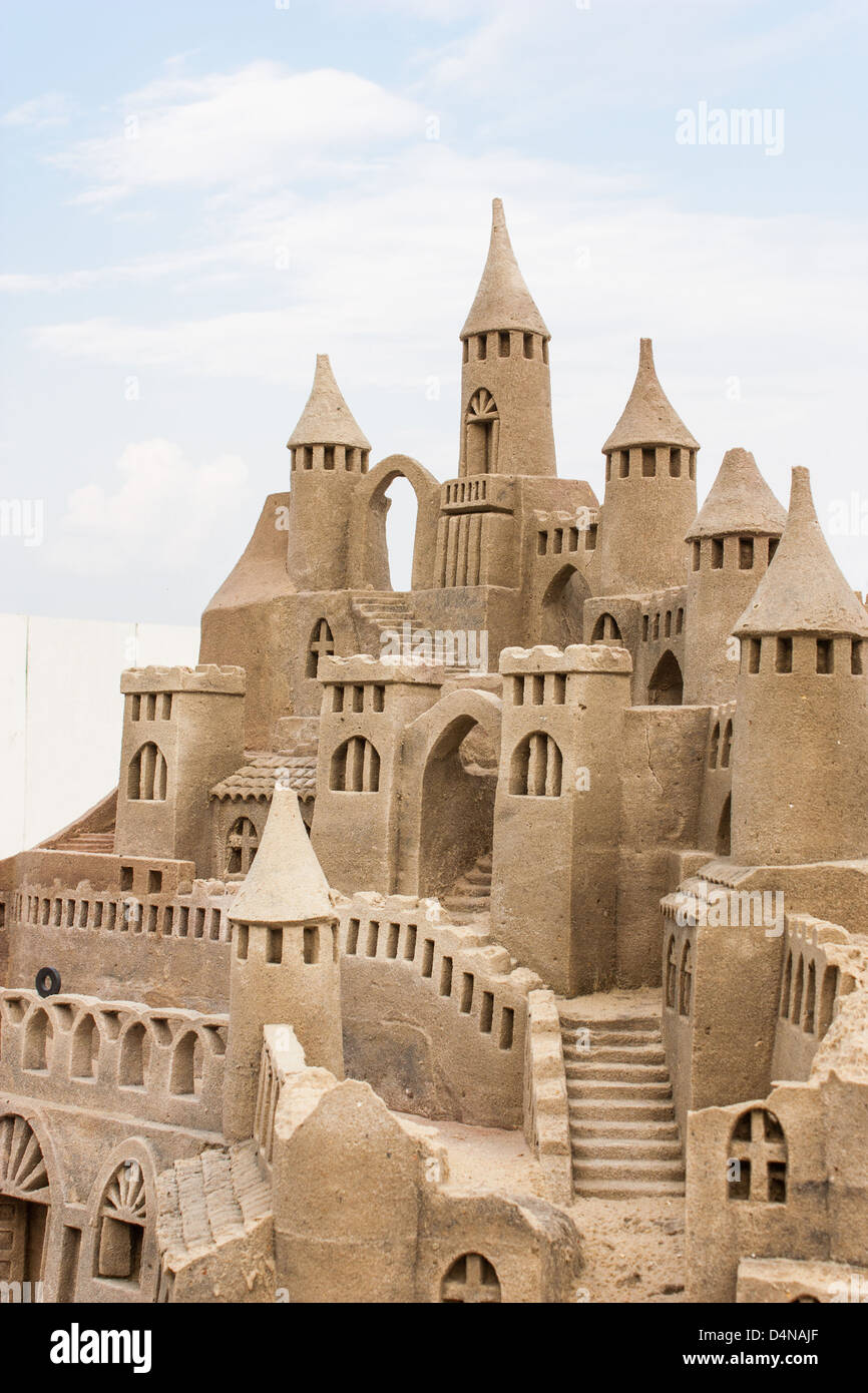 Grand sandcastle on the beach during a summer day Stock Photo - Alamy