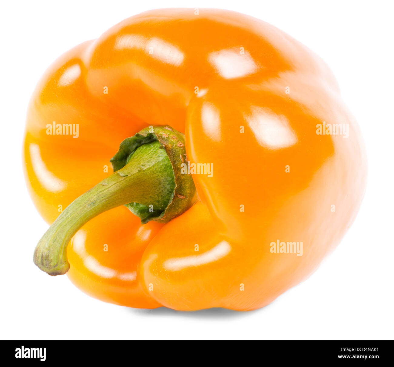 Closeup image of the stalk and top of a colourful orange sweet bell ...