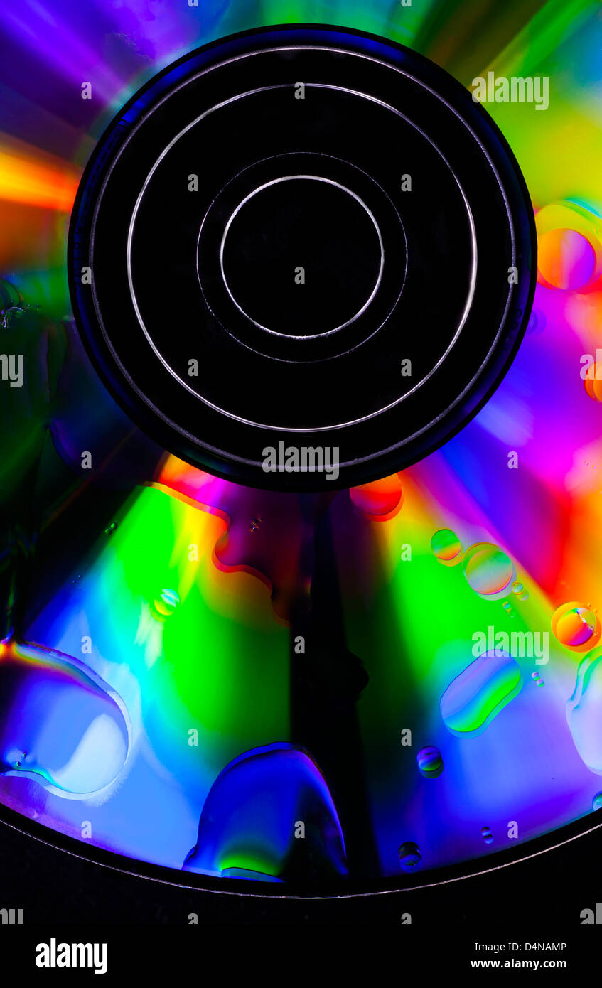 Satured colors for this CD with oil drops on the surface Stock Photo ...