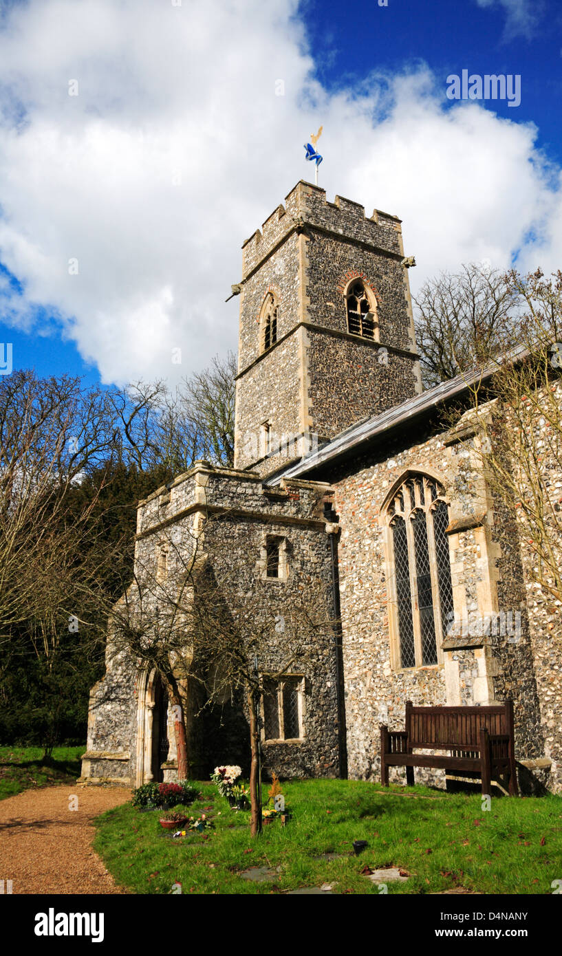 A view of the south porch, nave and tower of the church of St Andrew at ...