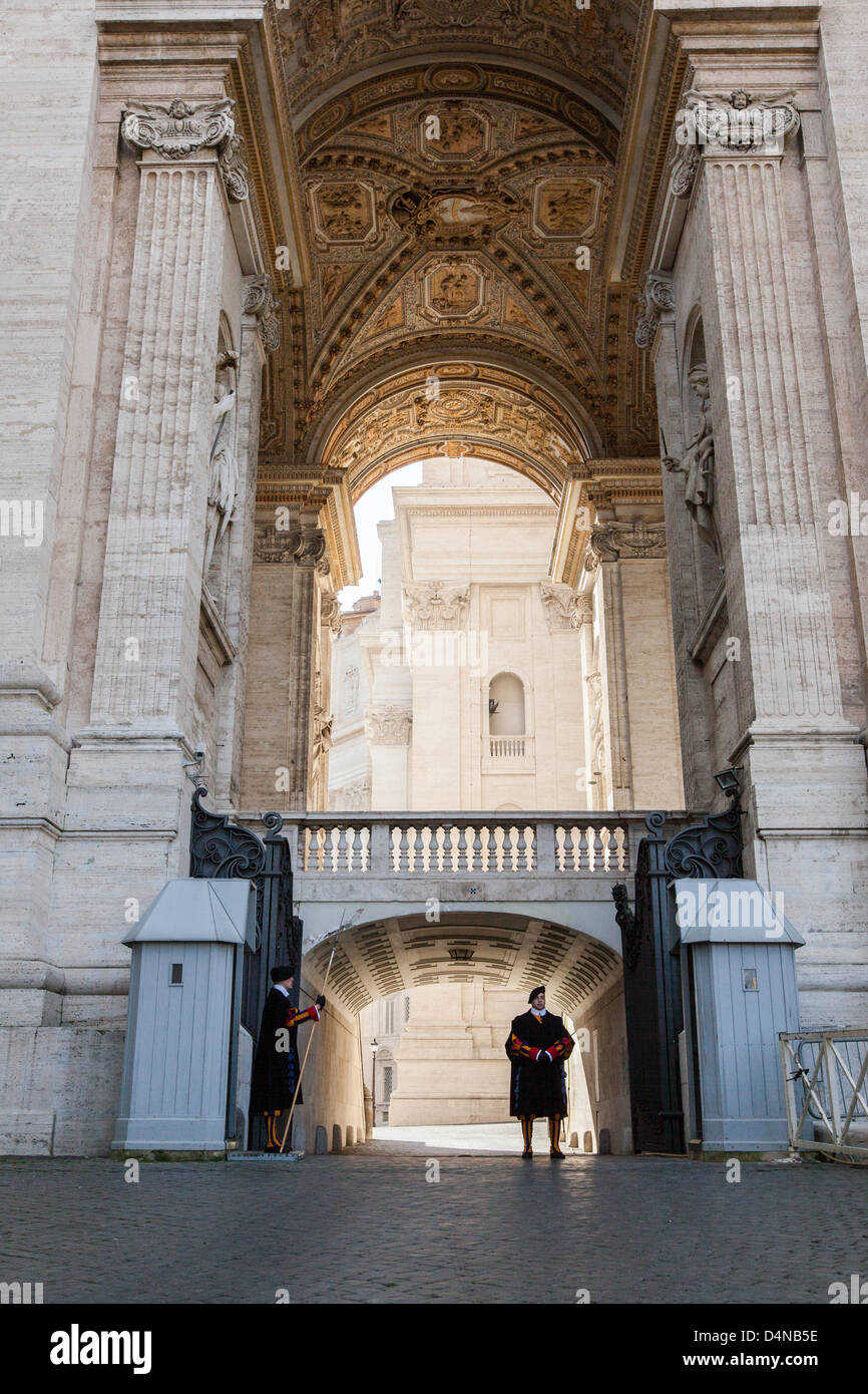 Vatican city. Rome. 16th March 2013. Arc of the bells of the St. Peter ...