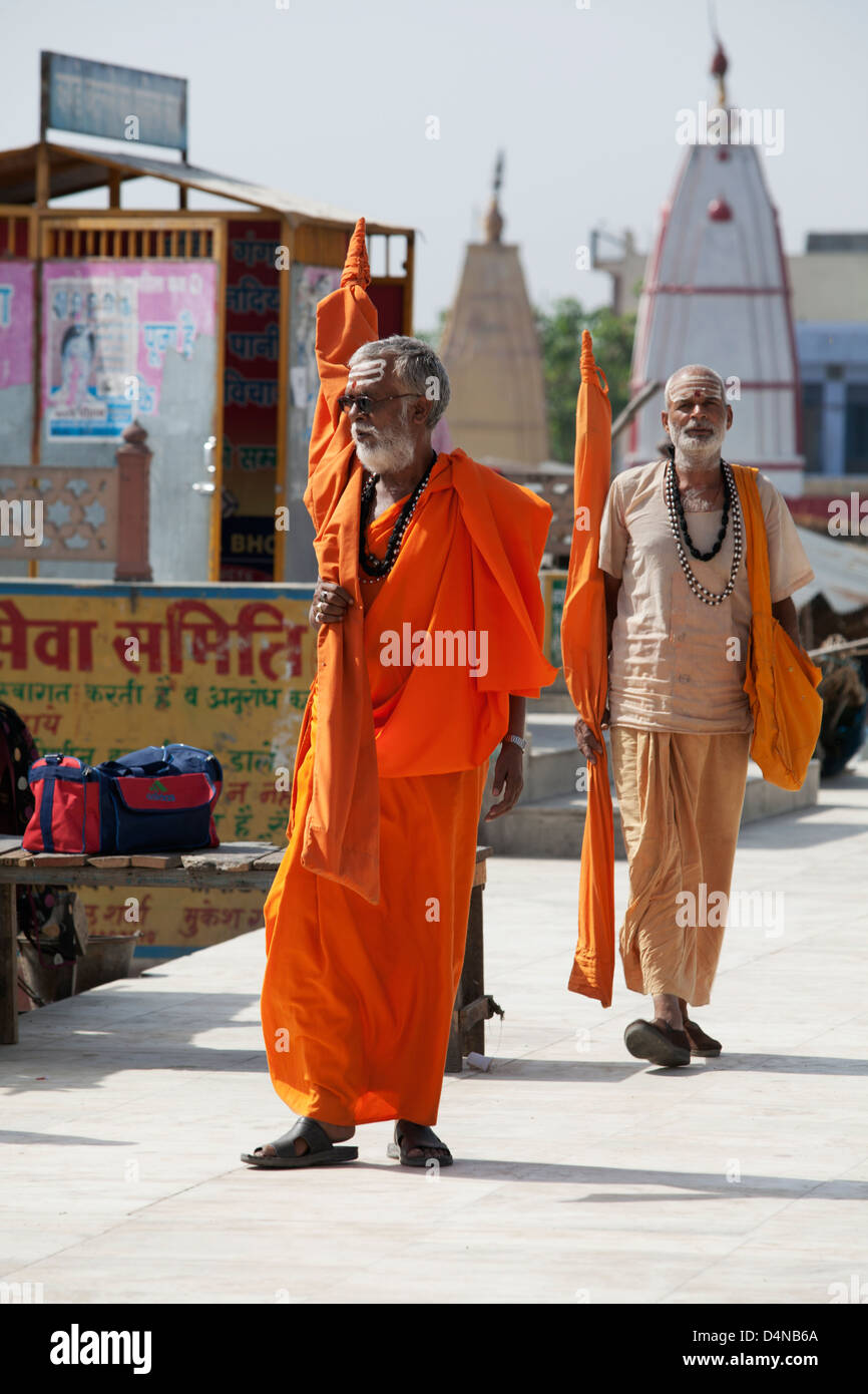 A Sadhu (yogi) holy man at the Embankment of the Ganges River at the ...