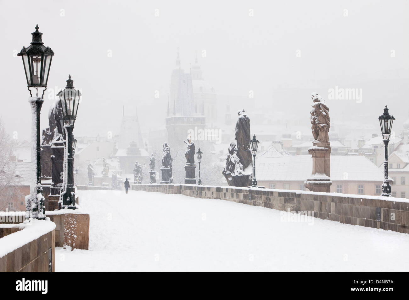 Czech Republic, Prague - Charles Bridge in winter Stock Photo - Alamy