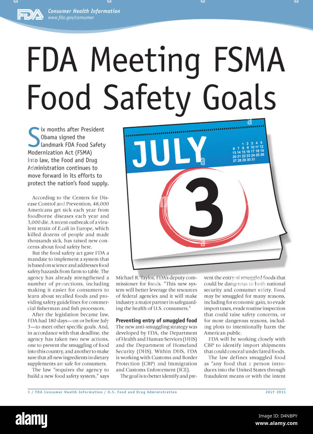 FDA Meeting FSMA Food Safety Goals Stock Photo - Alamy