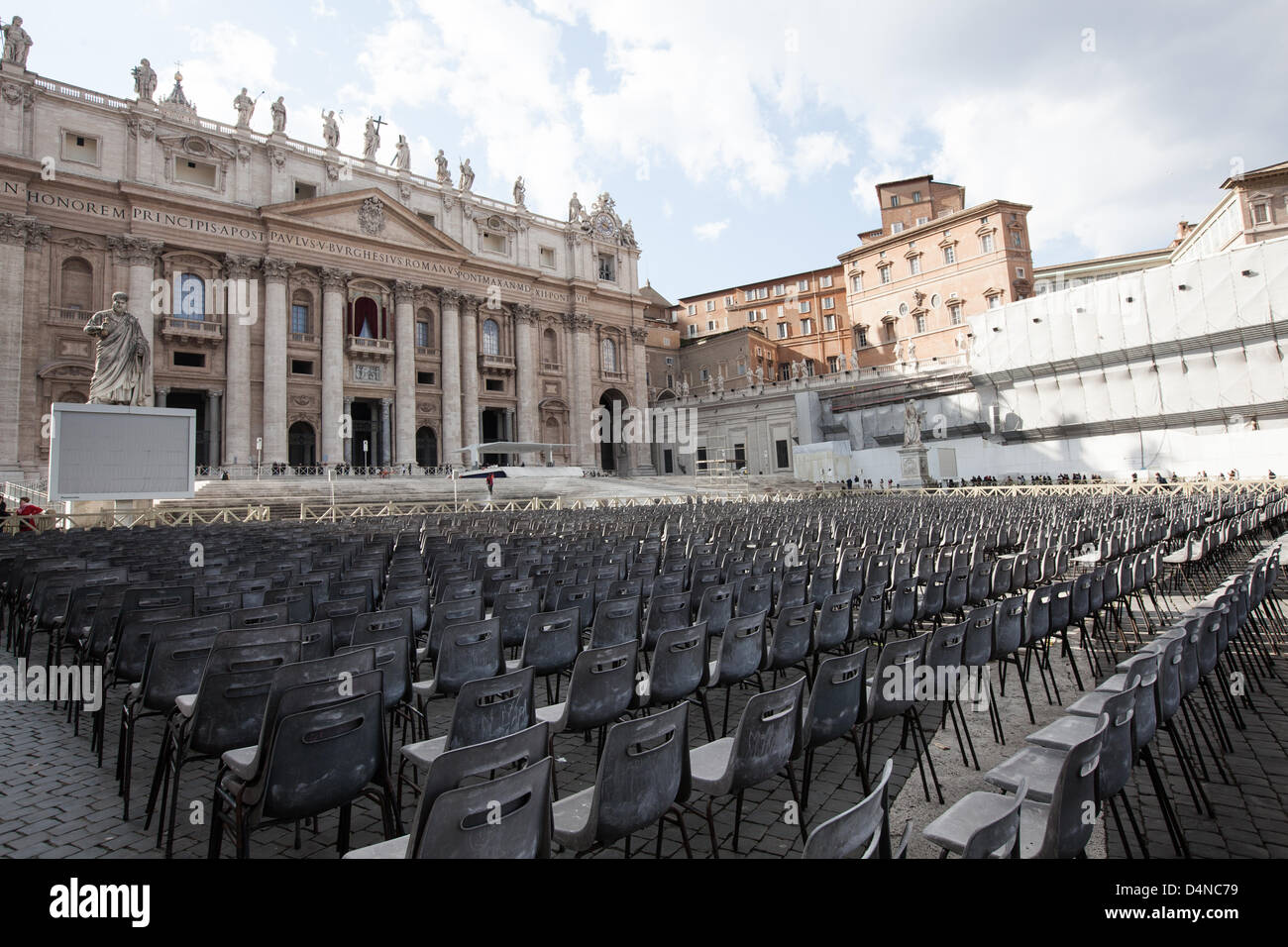 Vatican city. Rome. 16th March 2013. vatican workers place hundreds of ...