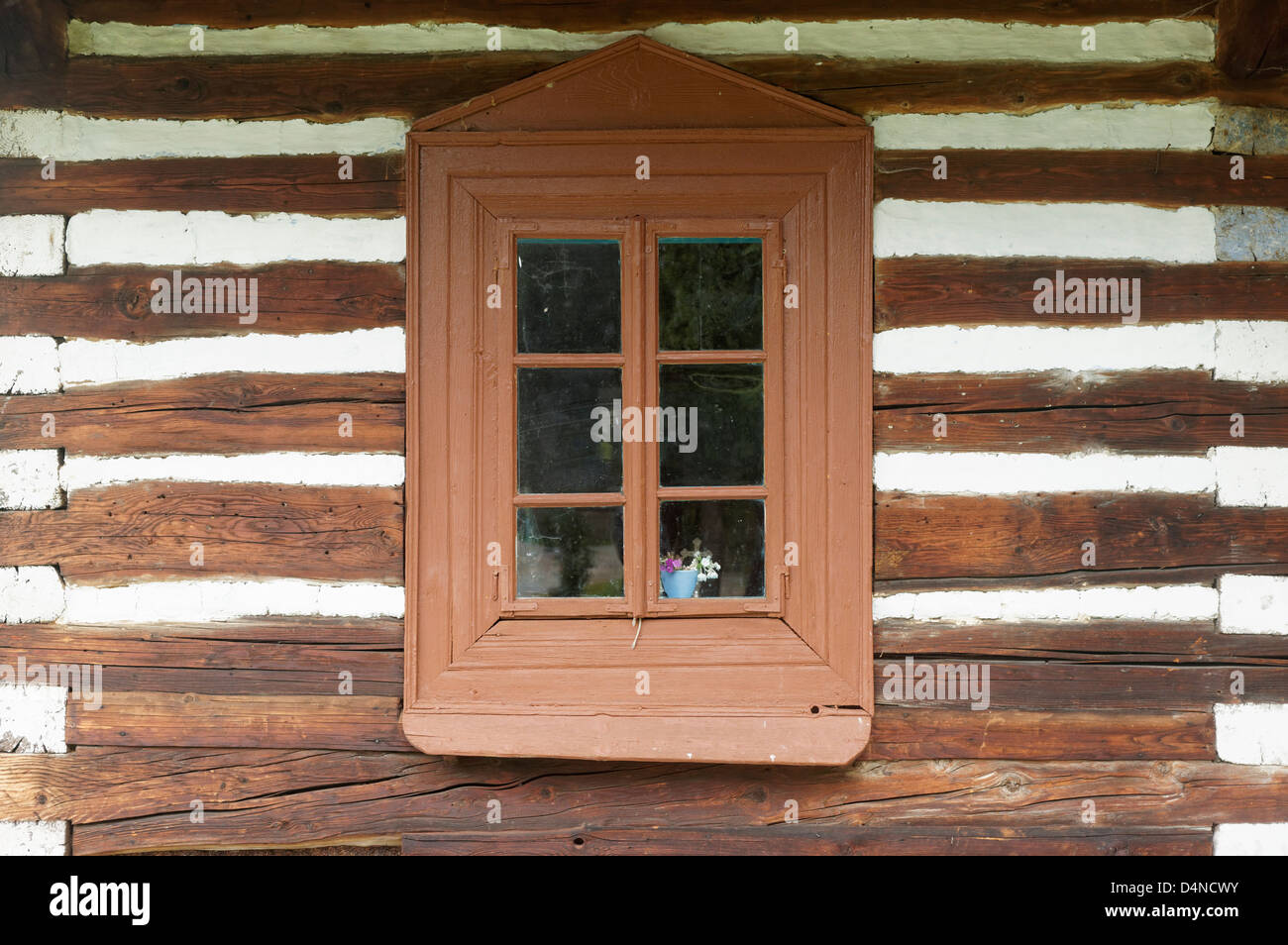 Window of peasants house, Orawa Ethnographic Museum, Malopolska, Poland ...