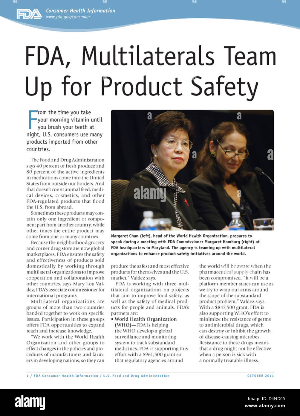 FDA, Multilaterals Team Up for Product Safety Stock Photo - Alamy
