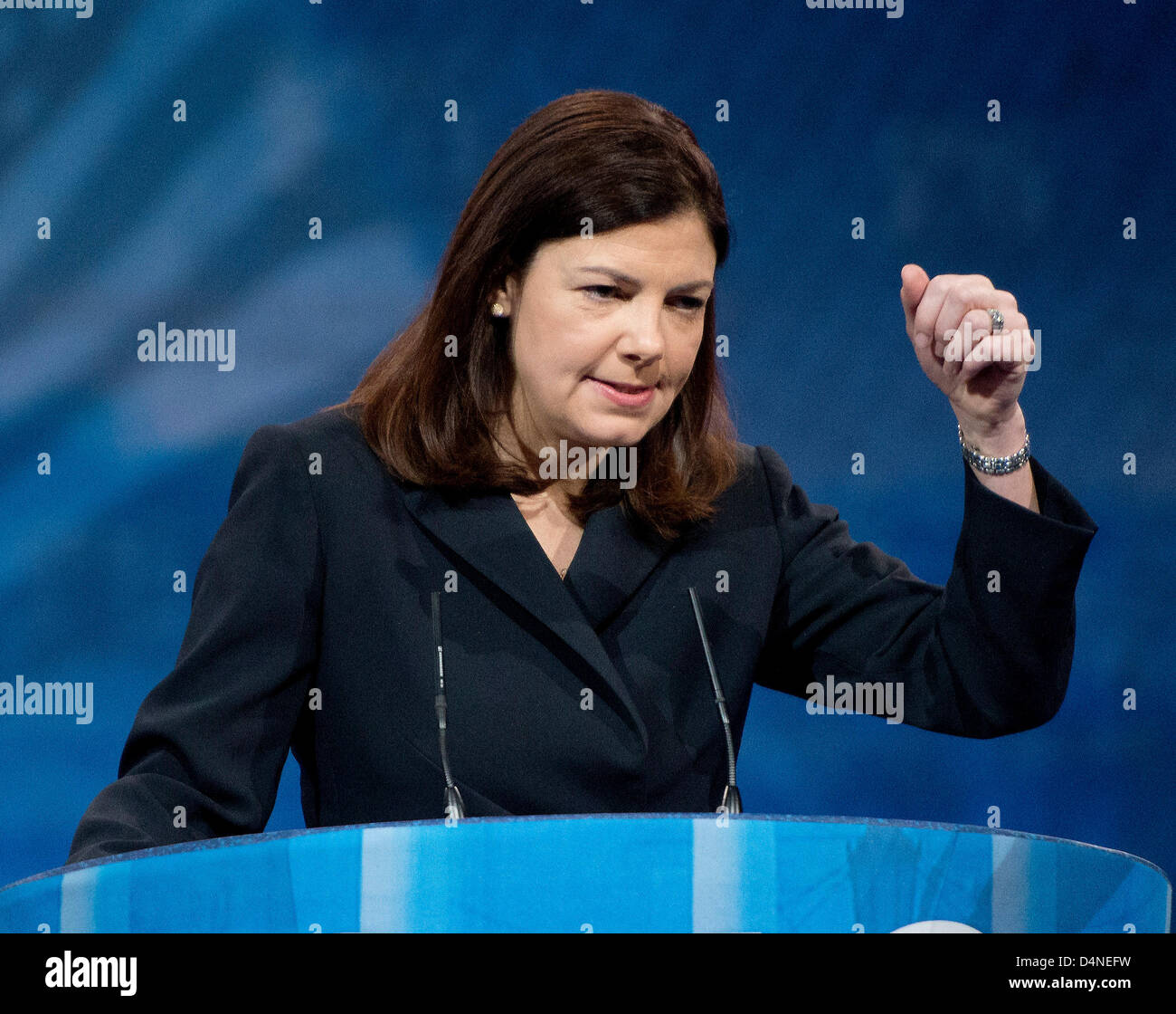 United States Senator Kelly Ayotte (Republican of New Hampshire) makes ...