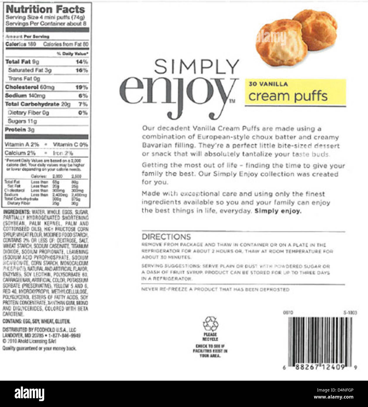 Creme Curls Bakery Inc. has recalled specific batches of cream puffs ...