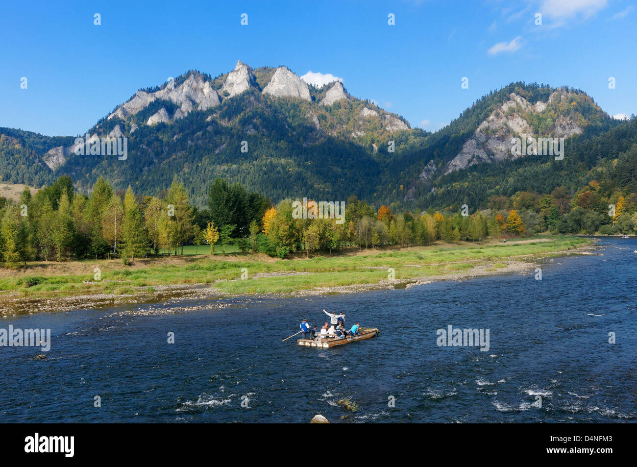 Rafting on the Dunajec River. The Three Crowns (Trzy Korony) is the ...