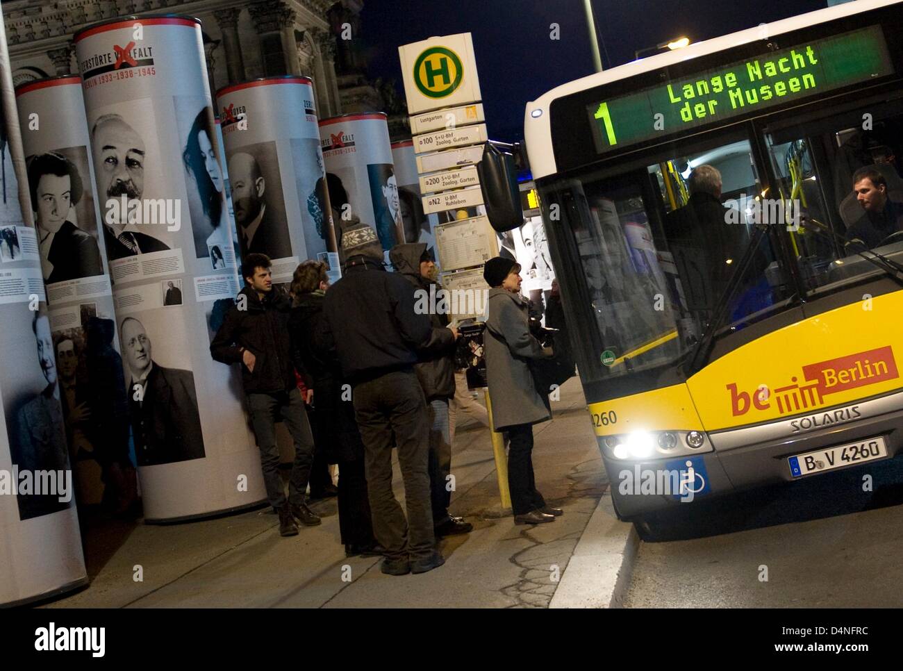 Visitors enter a bus during the 32nd Long night of the museums in ...