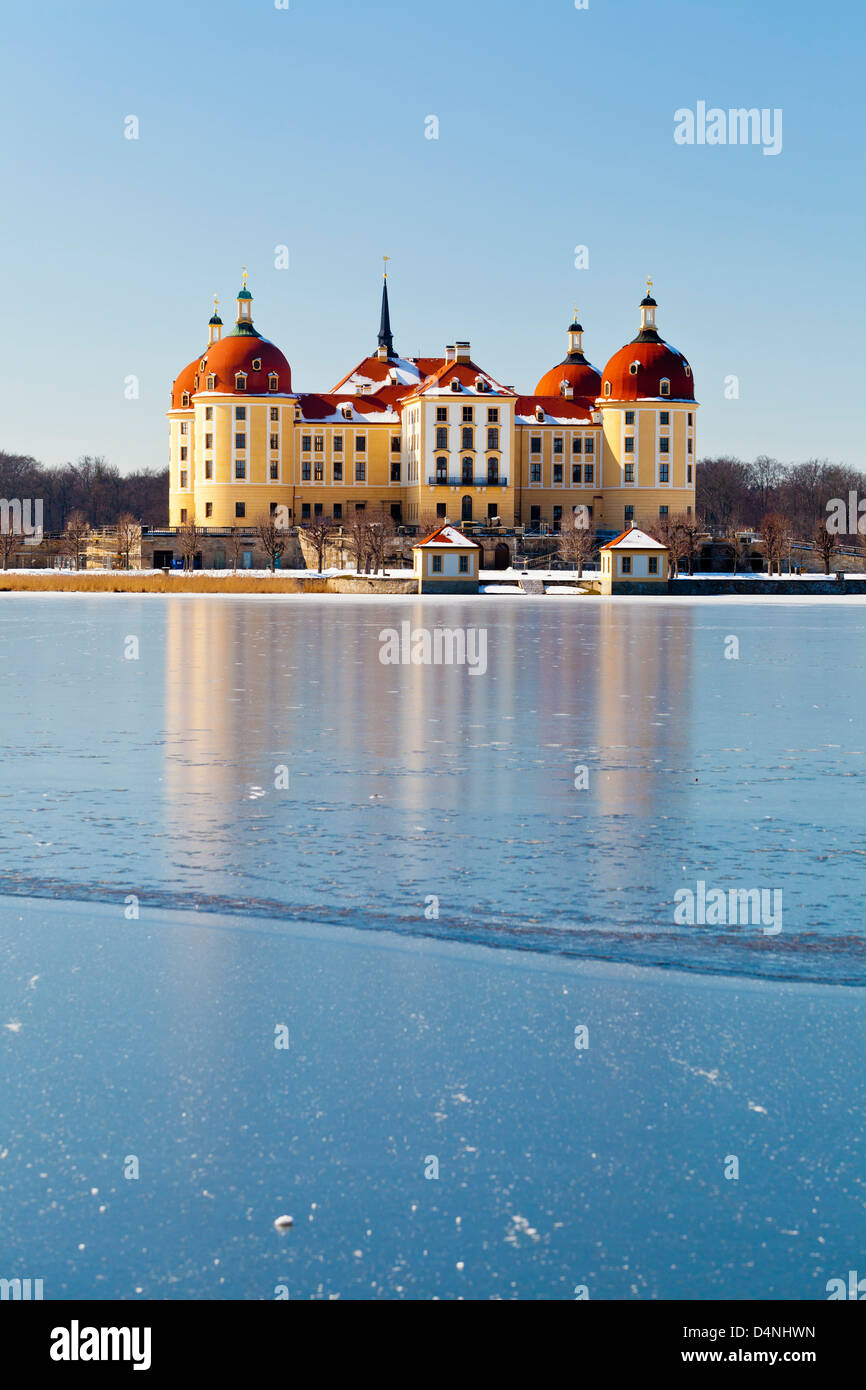 Moritzburg castle east side in winter - Saxonia, Germany, Europe Stock ...