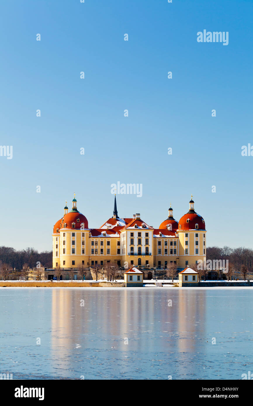 Moritzburg castle east side in winter - Saxonia, Germany, Europe Stock ...