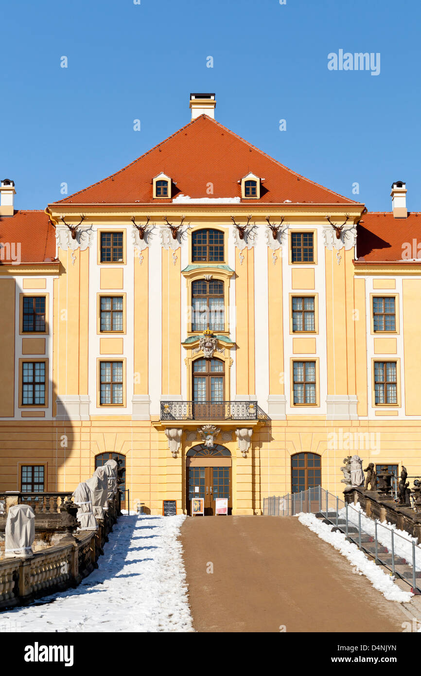 Moritzburg castle south side in winter - Saxonia, Germany, Europe Stock ...