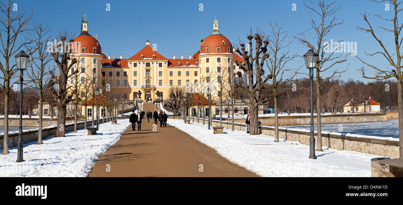 Moritzburg castle south side in winter - Saxonia, Germany, Europe Stock ...