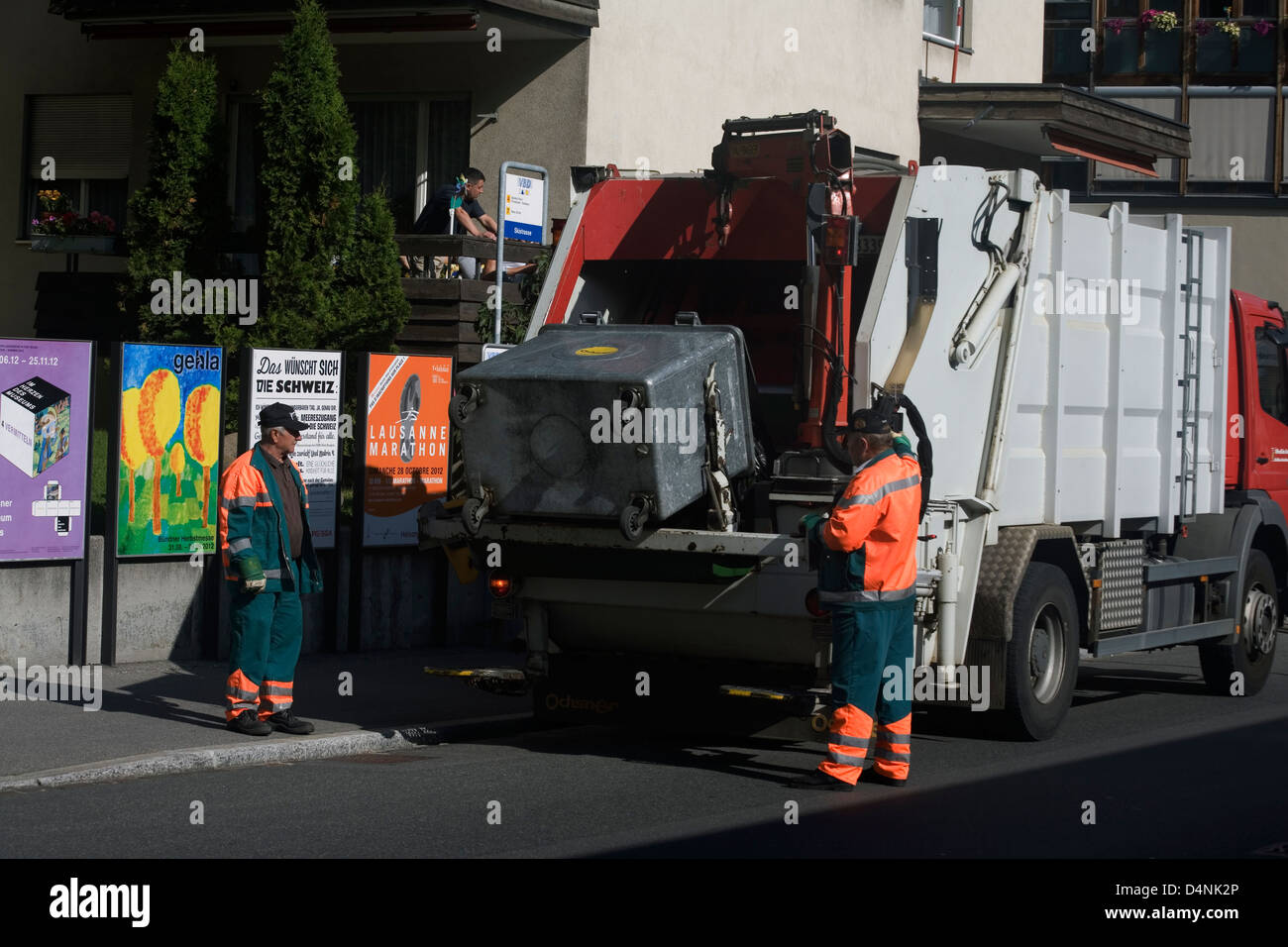 Refuse van on it's rounds Davos Graubunden Switzerland Stock Photo - Alamy
