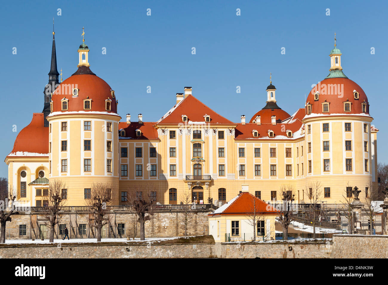 Moritzburg castle south side in winter - Saxonia, Germany, Europe Stock ...