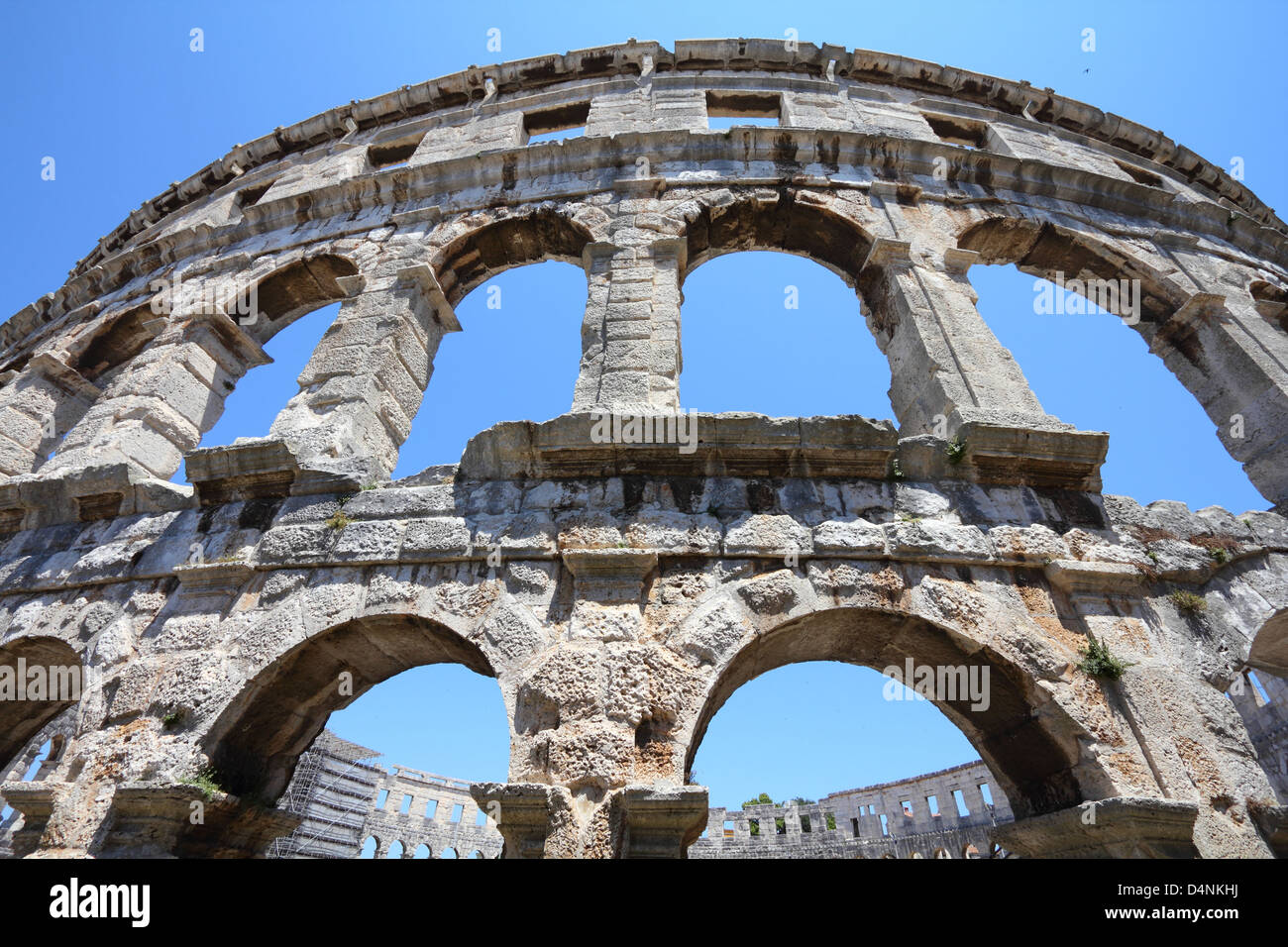 Croatia - Pula on Istria peninsula. Famous Roman amphitheatre, ancient ...
