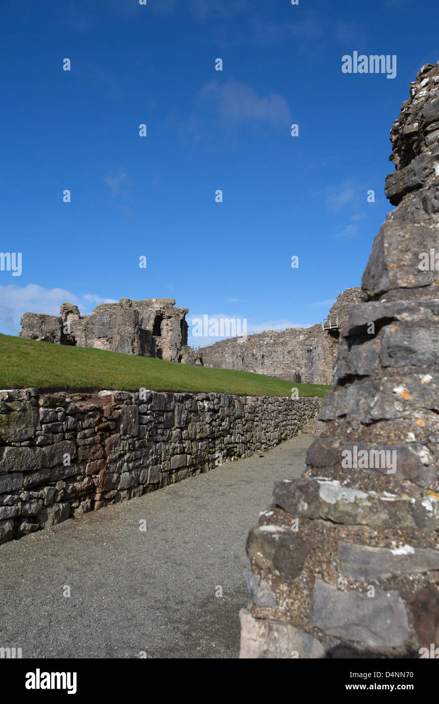 The town of Denbigh, Wales. Picturesque view of the 14th century ruins ...