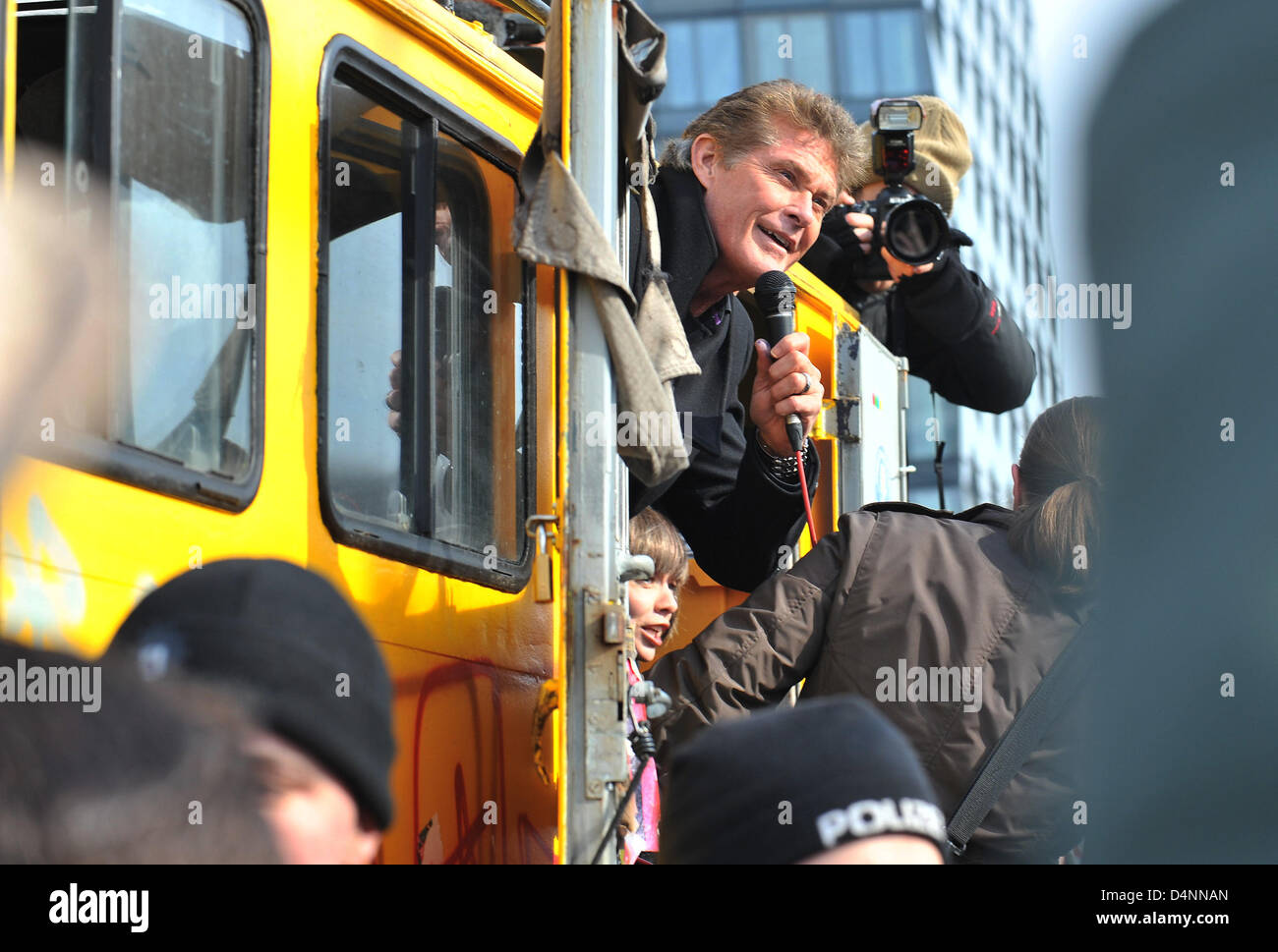 The American actor and singer David Hasselhoff drives along the East ...