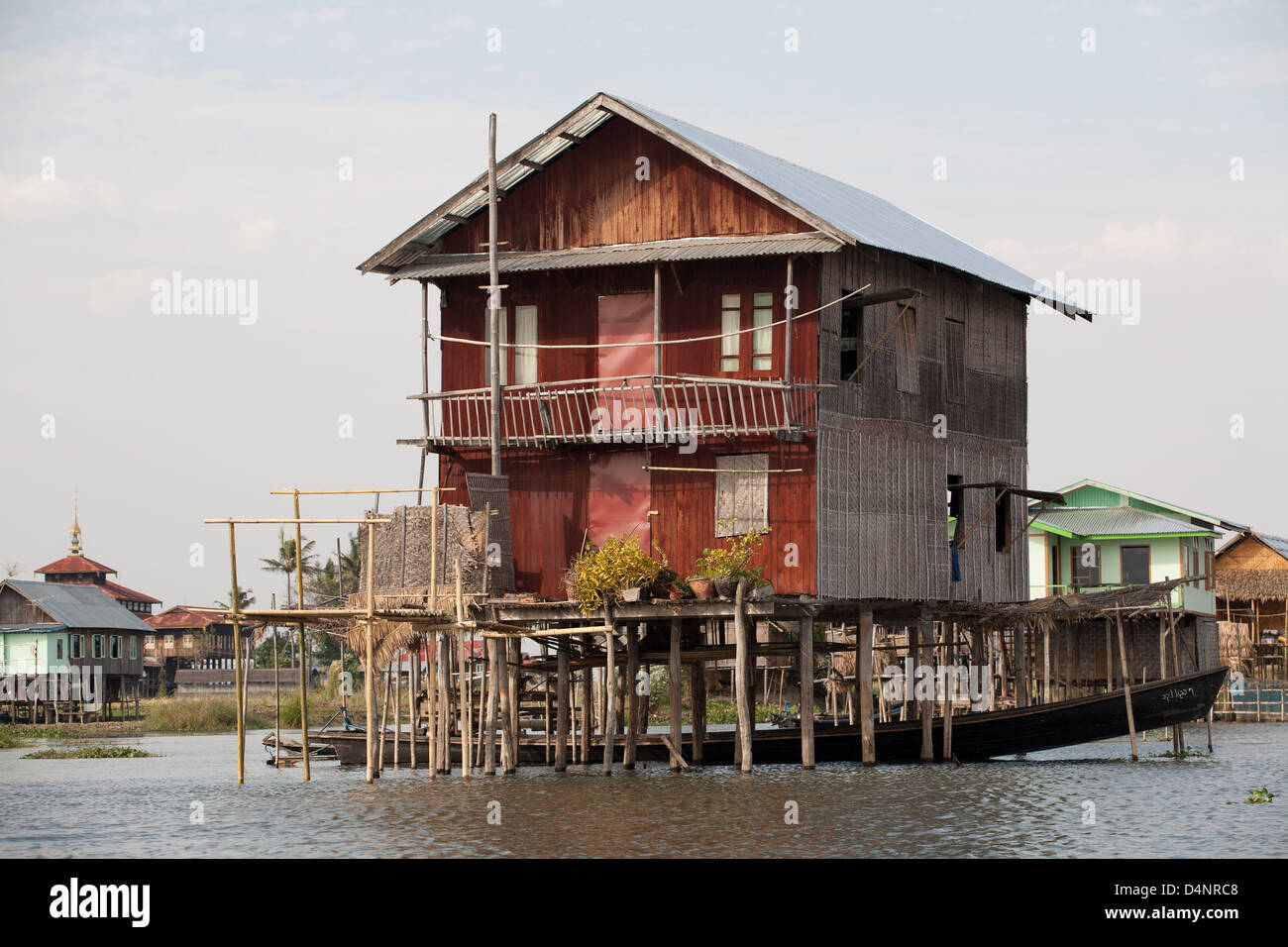 Inle Lake, house on stilts in floating village Stock Photo - Alamy