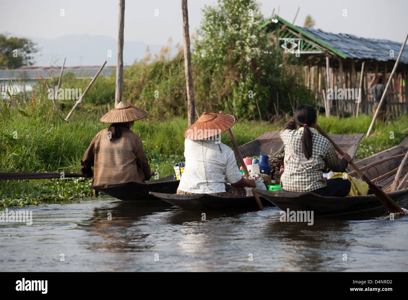 Villagers with fresh food on Inle Lake Burma Stock Photo - Alamy