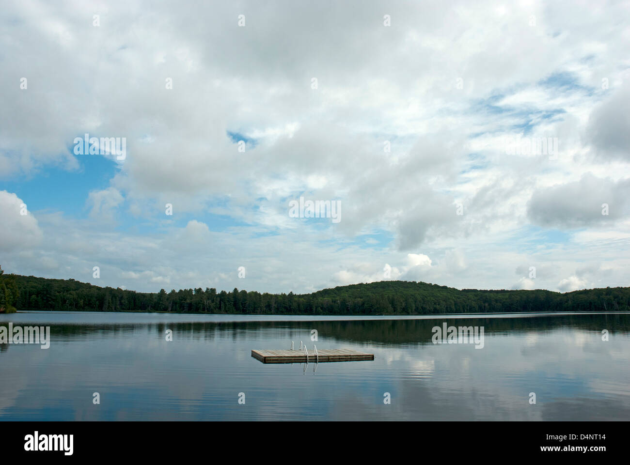 Swimming platform on a lake in Northern Ontario Stock Photo - Alamy