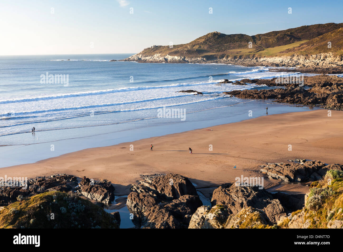 Overlooking Combesgate Beach near Woolacombe Devon England UK Stock ...