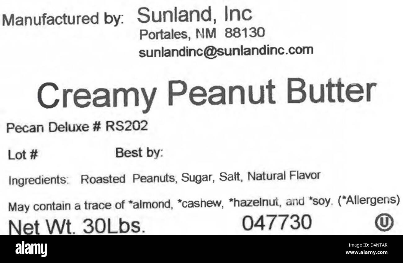 Sunland Inc. has issued a recall for various nut-based products ...