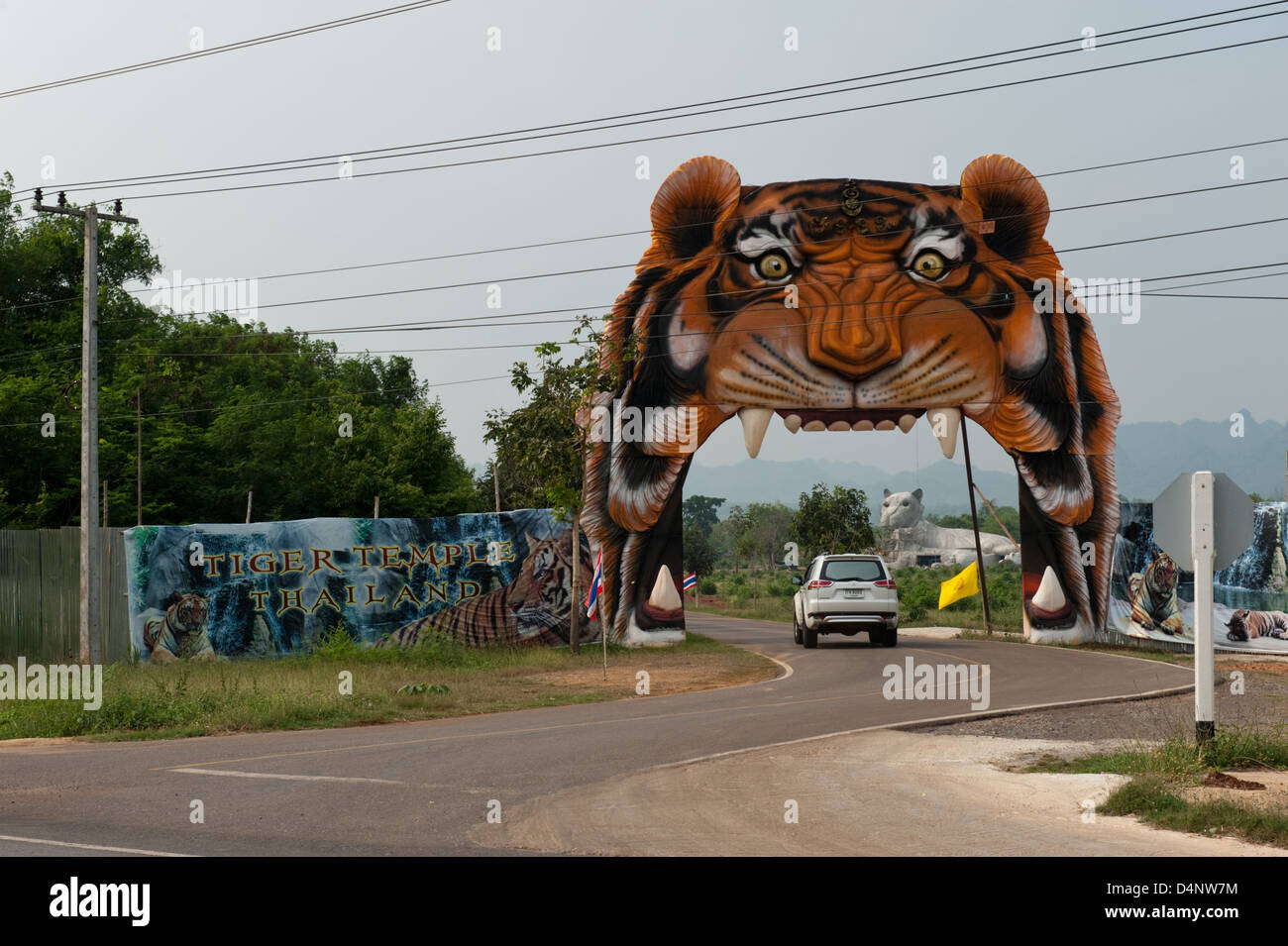 Kanchanaburi, Thailand, the entrance to the Tiger Temple Stock Photo ...