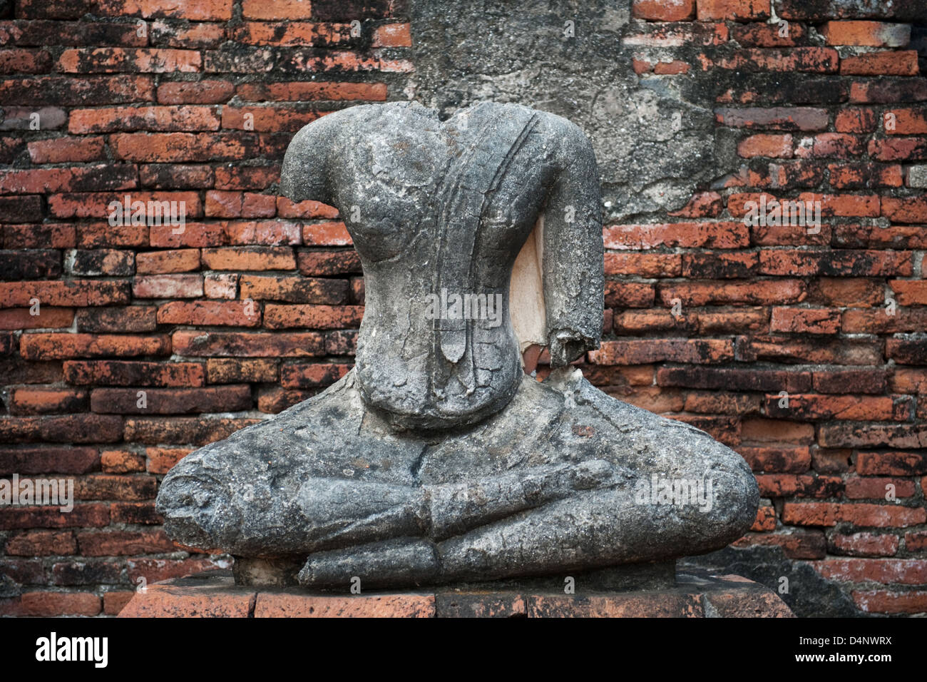 Ayutthaya, Thailand, headless stone statue in the temple ...
