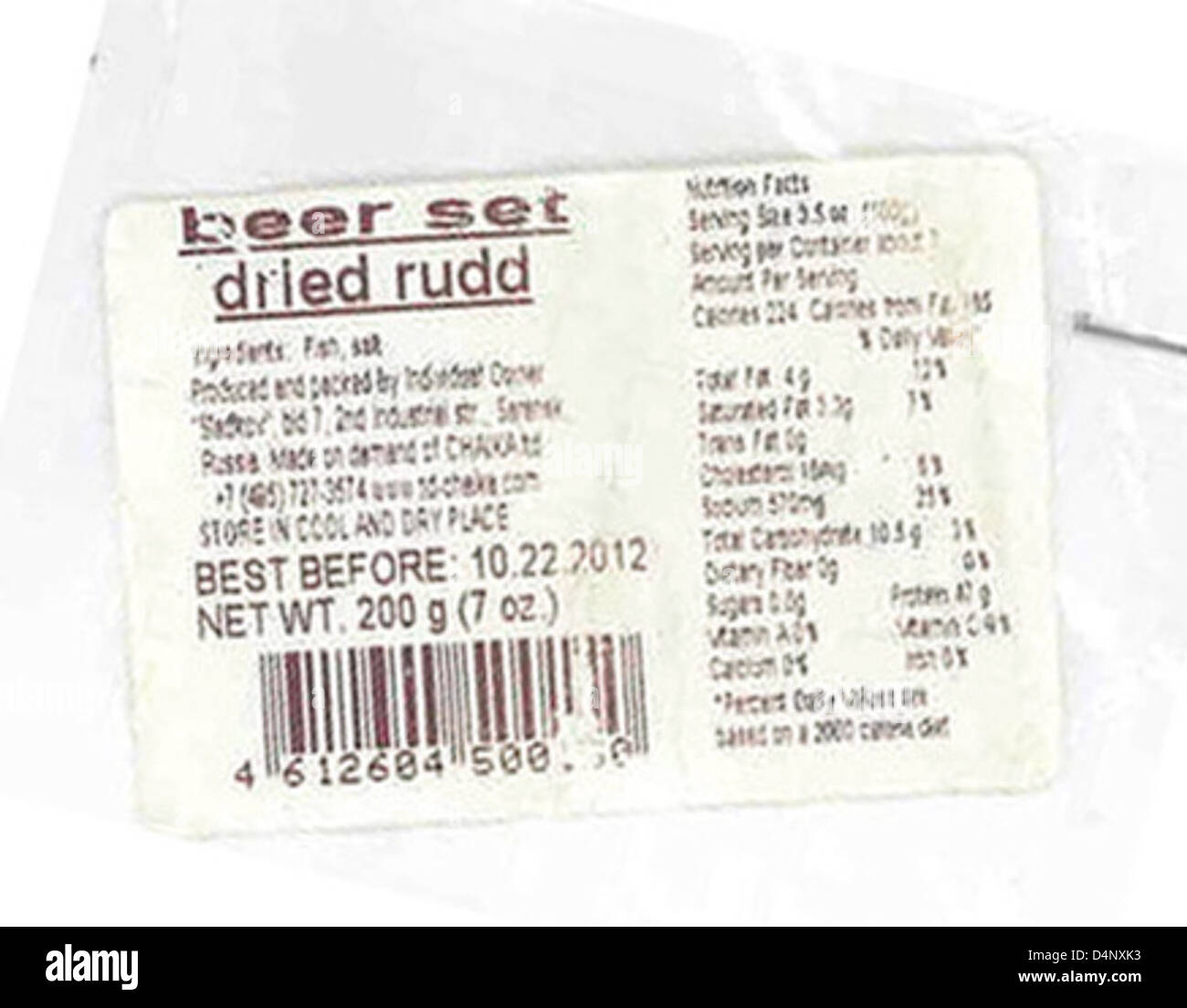 A recall has been issued for a beer set and dried Rudd from OKTYABR ...
