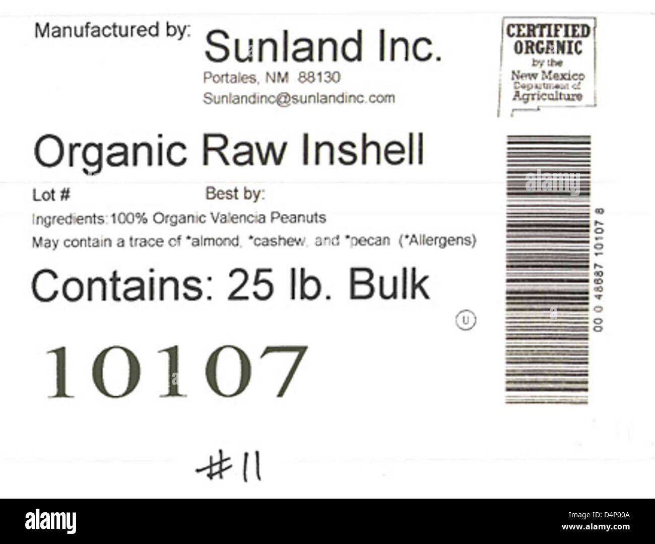 Sunland has recalled both in-shell and shelled peanuts due to potential ...
