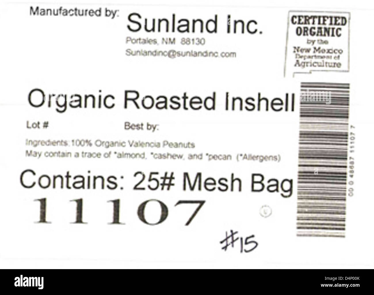 Sunland has issued a recall for in-shell and shelled peanuts due to ...