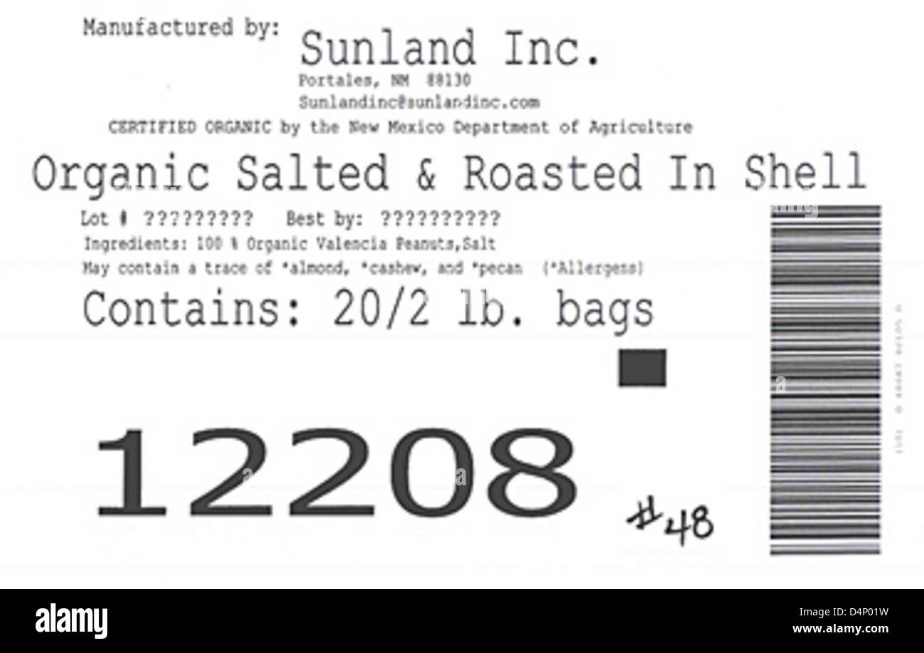 Sunland Inc. has issued a recall for in-shell and shelled peanuts due ...