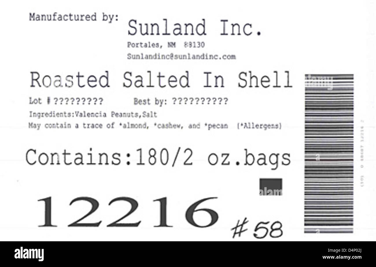 Sunland has announced a recall of both in-shell and shelled peanuts due ...