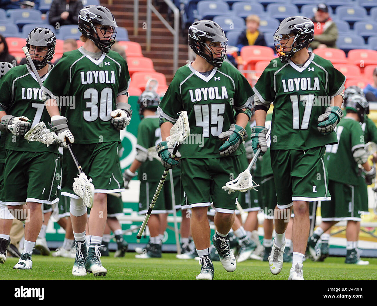 March 16, 2013: Loyola's, Pat Frazier (30), Reid Acton (45), and Joe ...