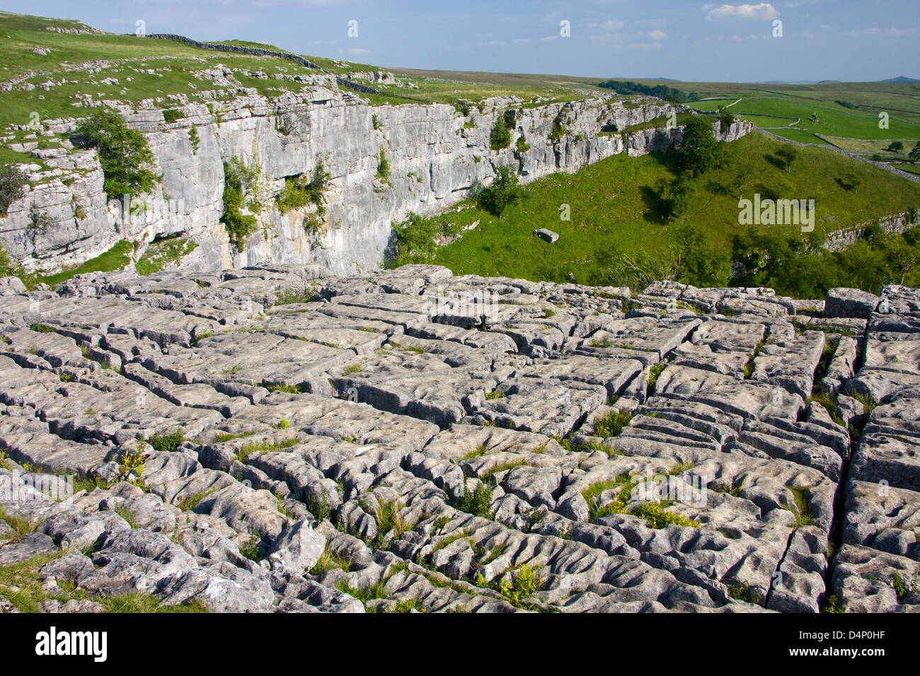 Limestone pavement above Malham Cove, Yorkshire Dales National Park ...