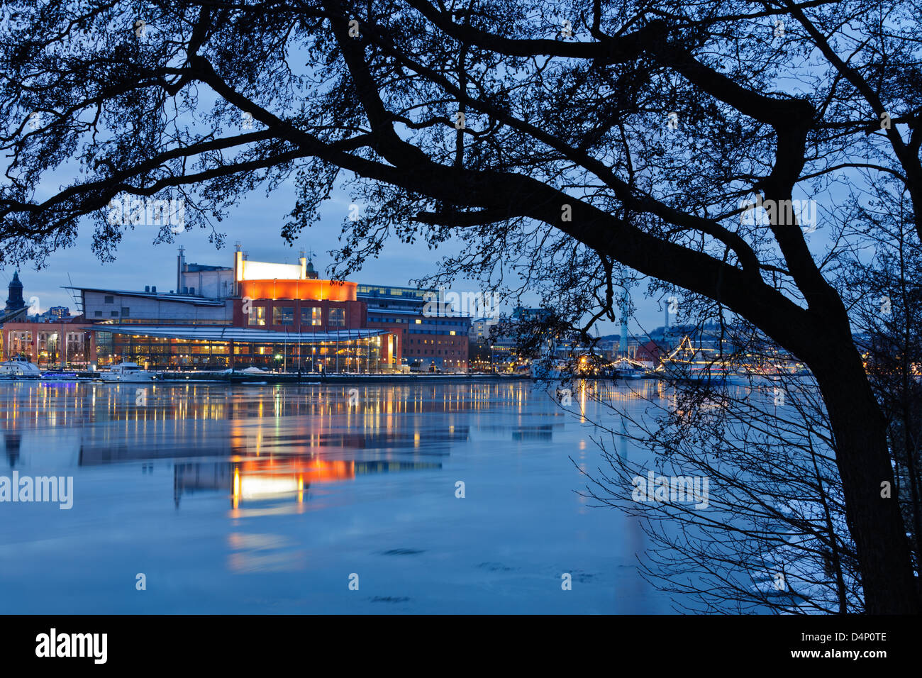 The Göteborg Opera building over river, Gothenburg, Sweden, Europe ...
