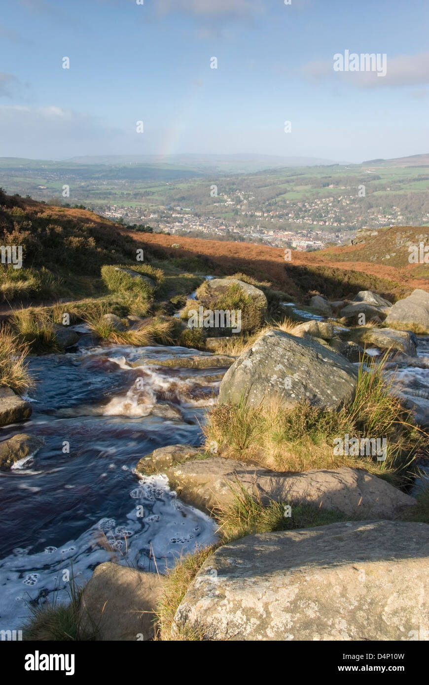 Ilkley and Wharfedale from Ilkley Moor Stock Photo - Alamy