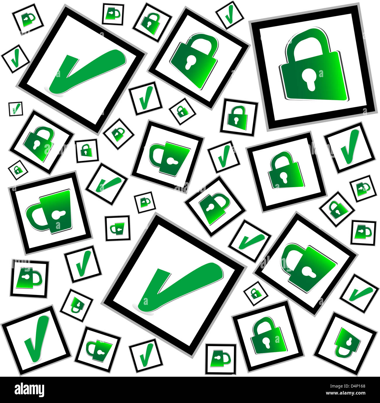 green check box with check mark and padlock Stock Photo - Alamy