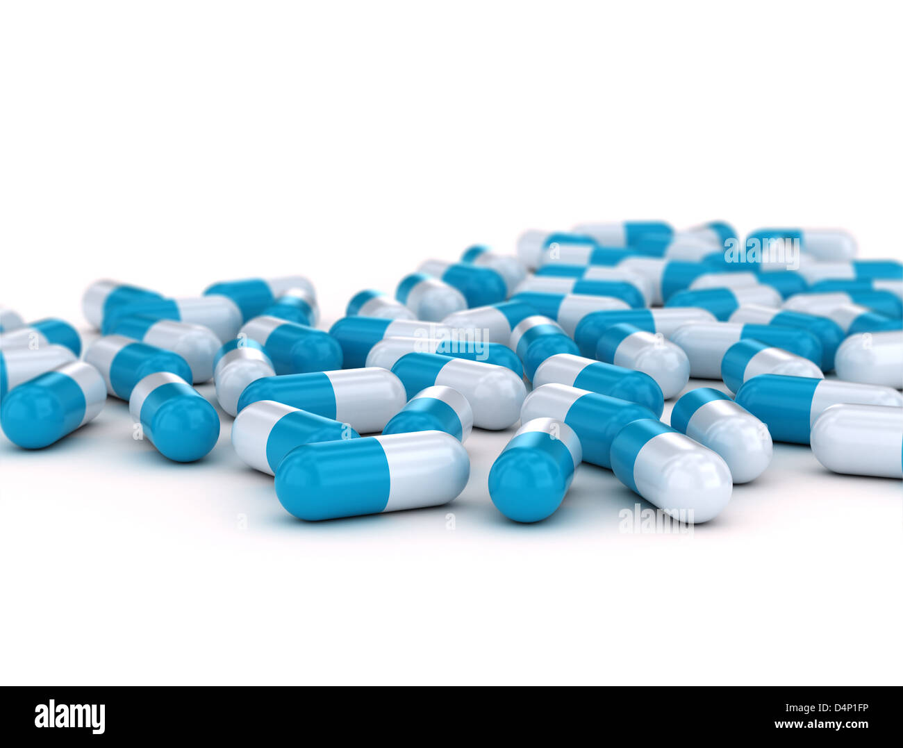 Large group of medical capsules. On white background. High resolution ...