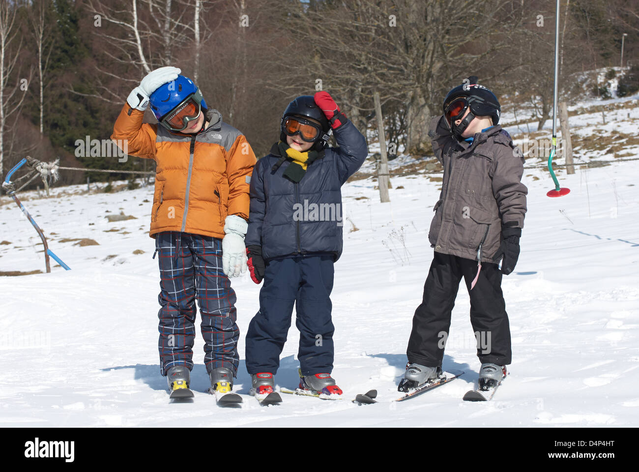 Children skiing at ski school, winter mountain Stock Photo - Alamy