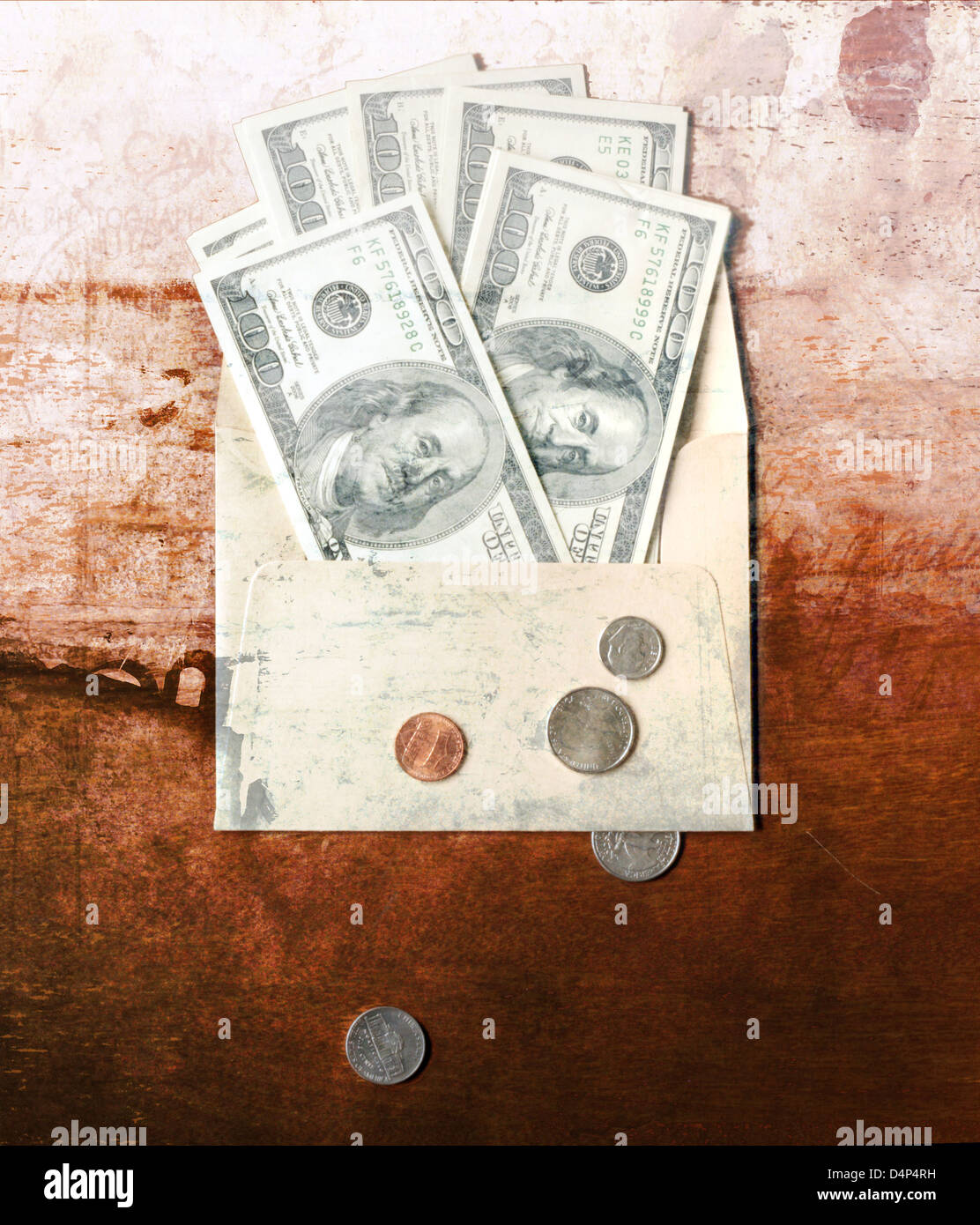 Background of money for business (Dollars and coins in envelope ...